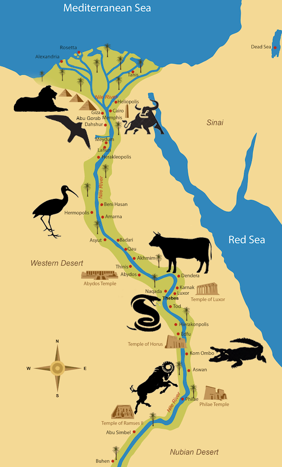 Ancient Egyptian Nile River Map
